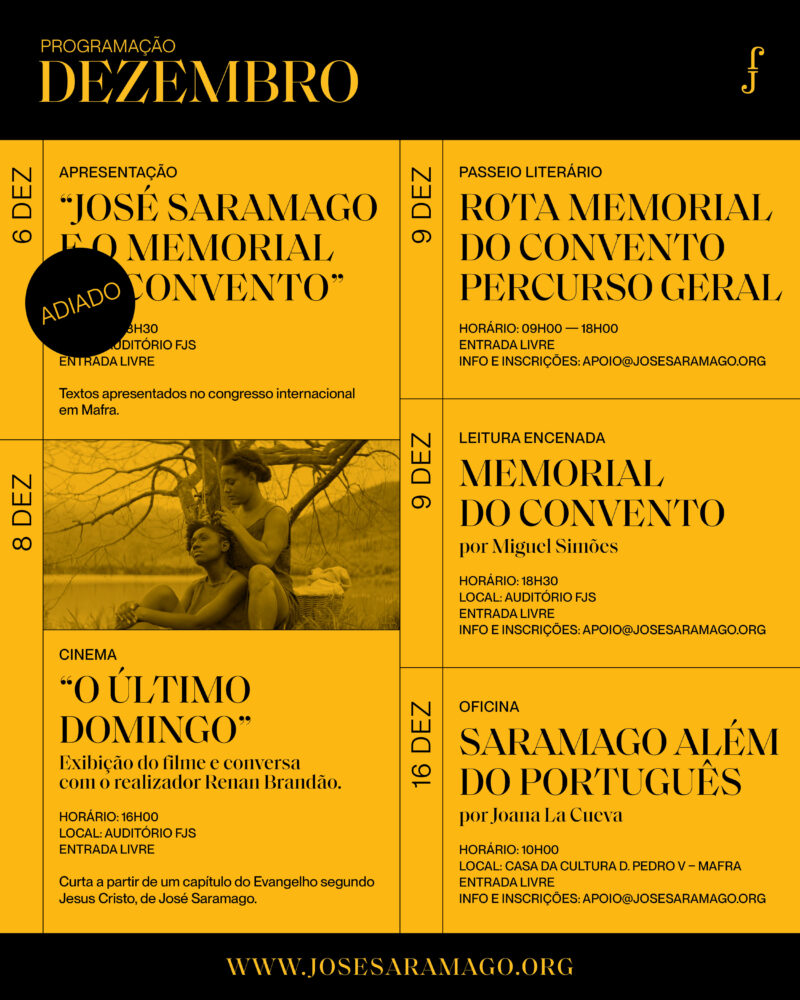 O programa de dezembro na FJS - Fundação José Saramago